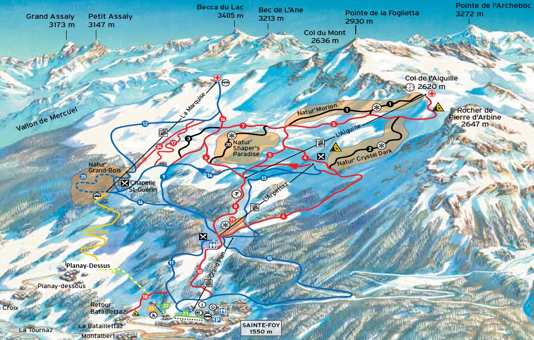 plan des pistes ski sainte Foy